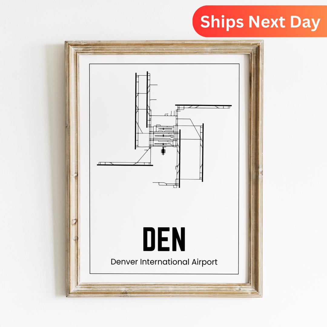 Denver Airport Map Poster, DEN Decor, Denver International Airport Art ...