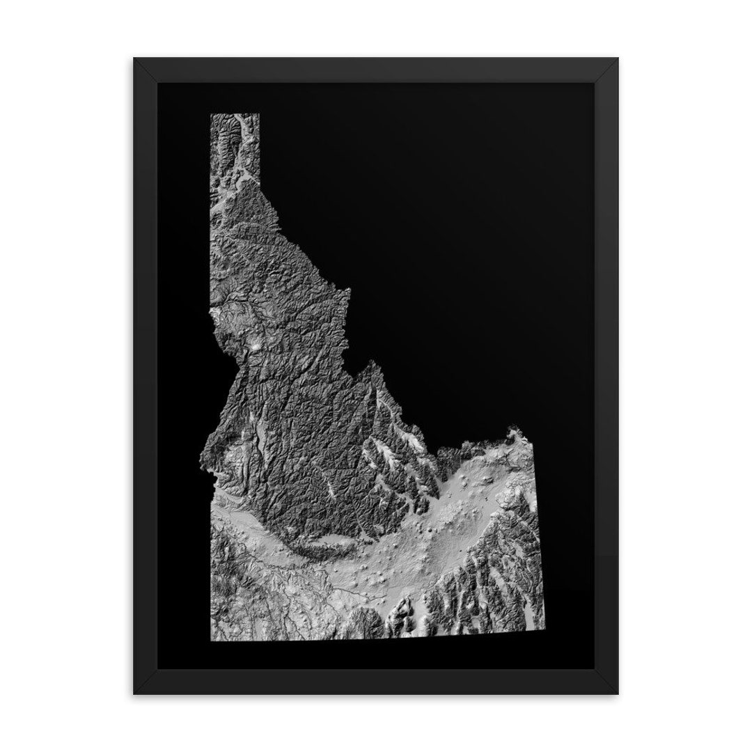 Idaho Topographic Map Map Art Print Idaho Gift Elevation Map ...