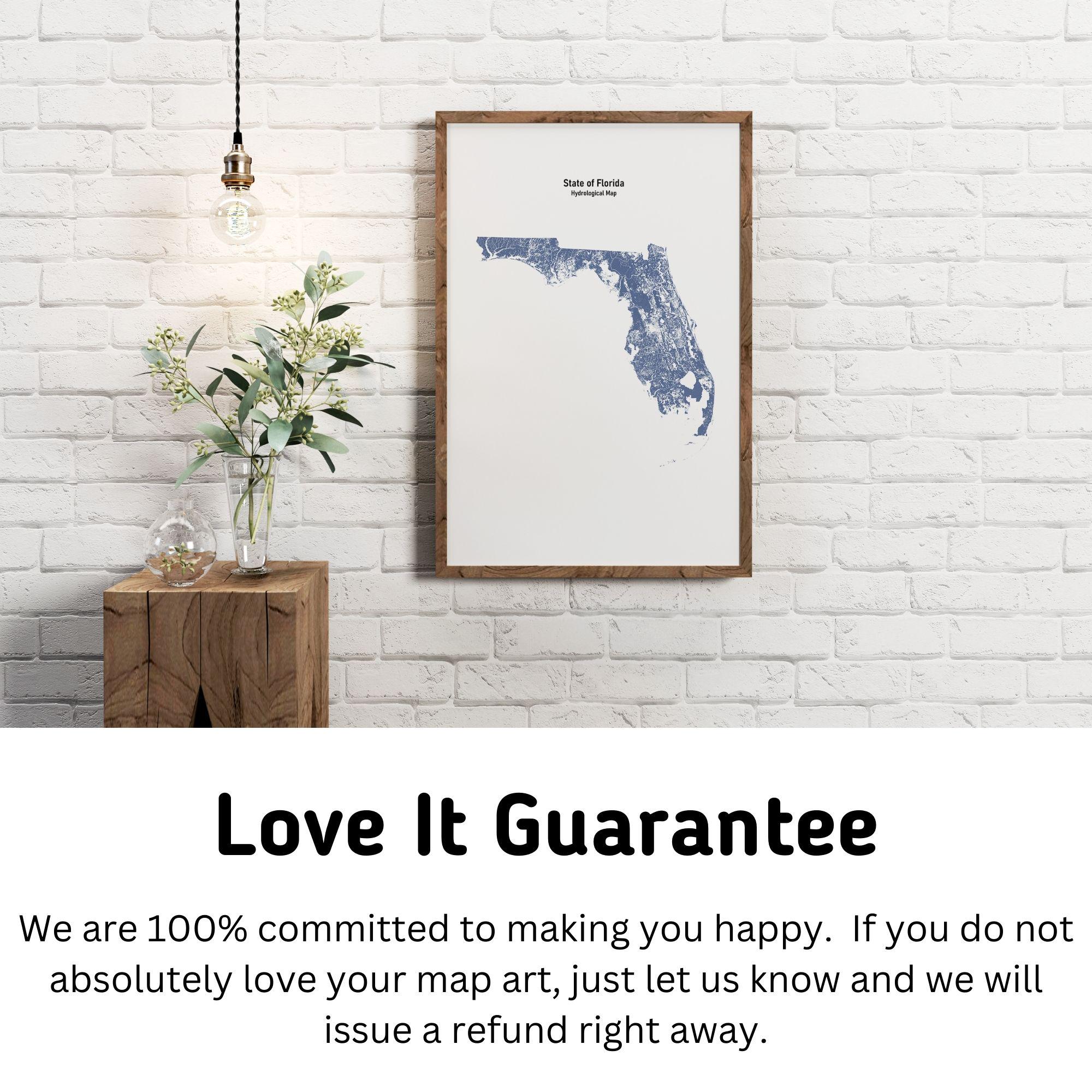 Florida Hydrology Map of Florida Rivers and Lakes Wall Art for Florida ...