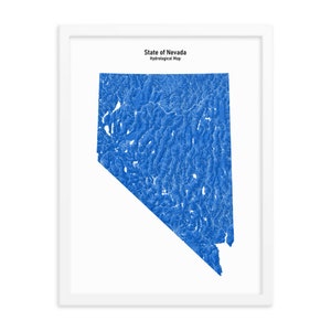 Hydrology Map Nevada Wall Art Map Art Print Rivers and Lakes Art ...