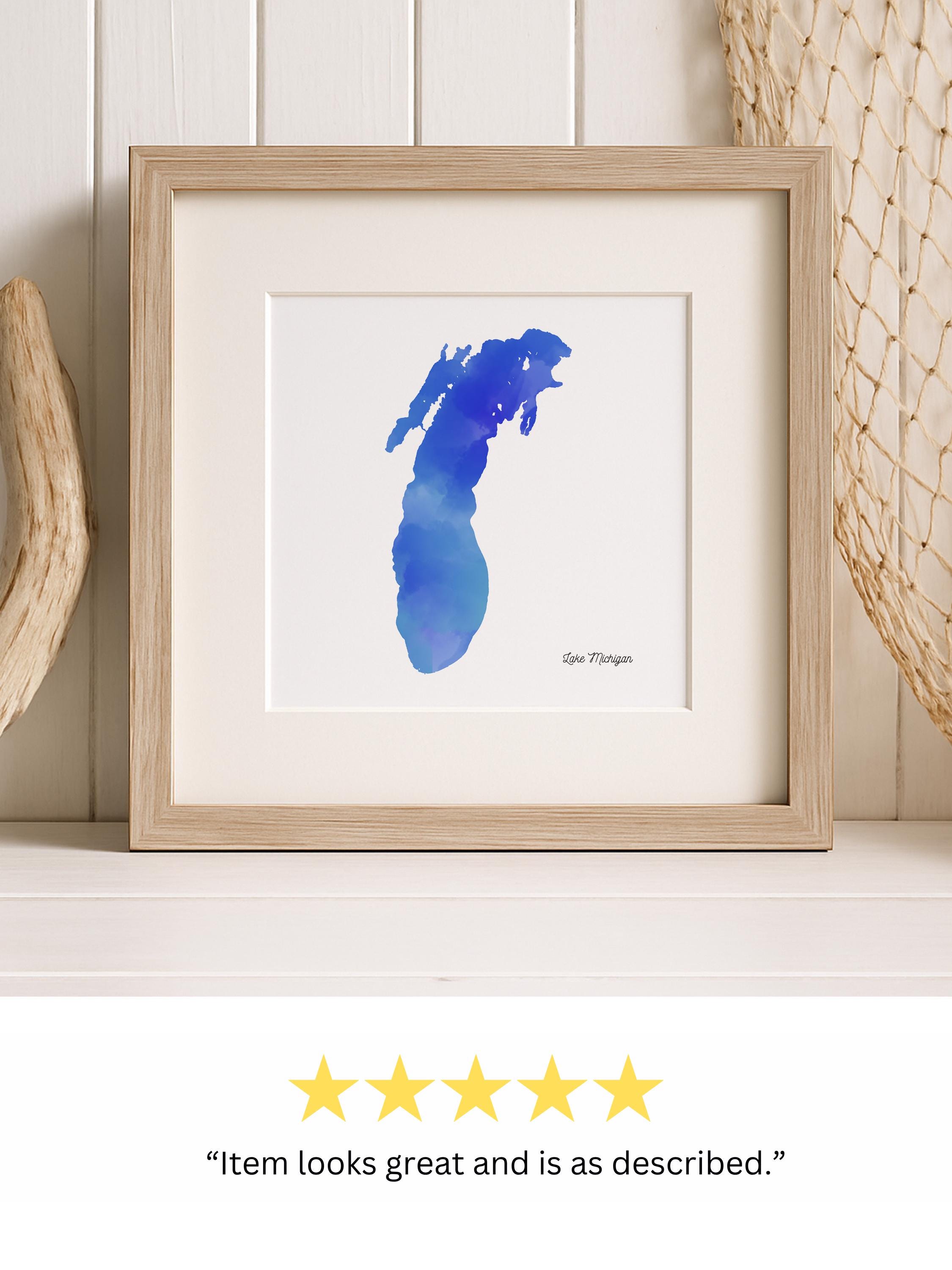 Custom Lake Map Print in Watercolor Style of Any Lake in the USA; 12x12 ...