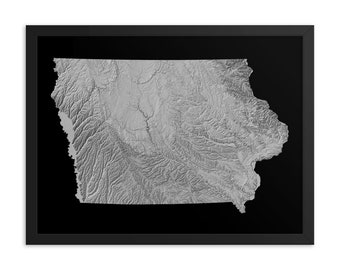 Iowa Color Elevation Map - Etsy