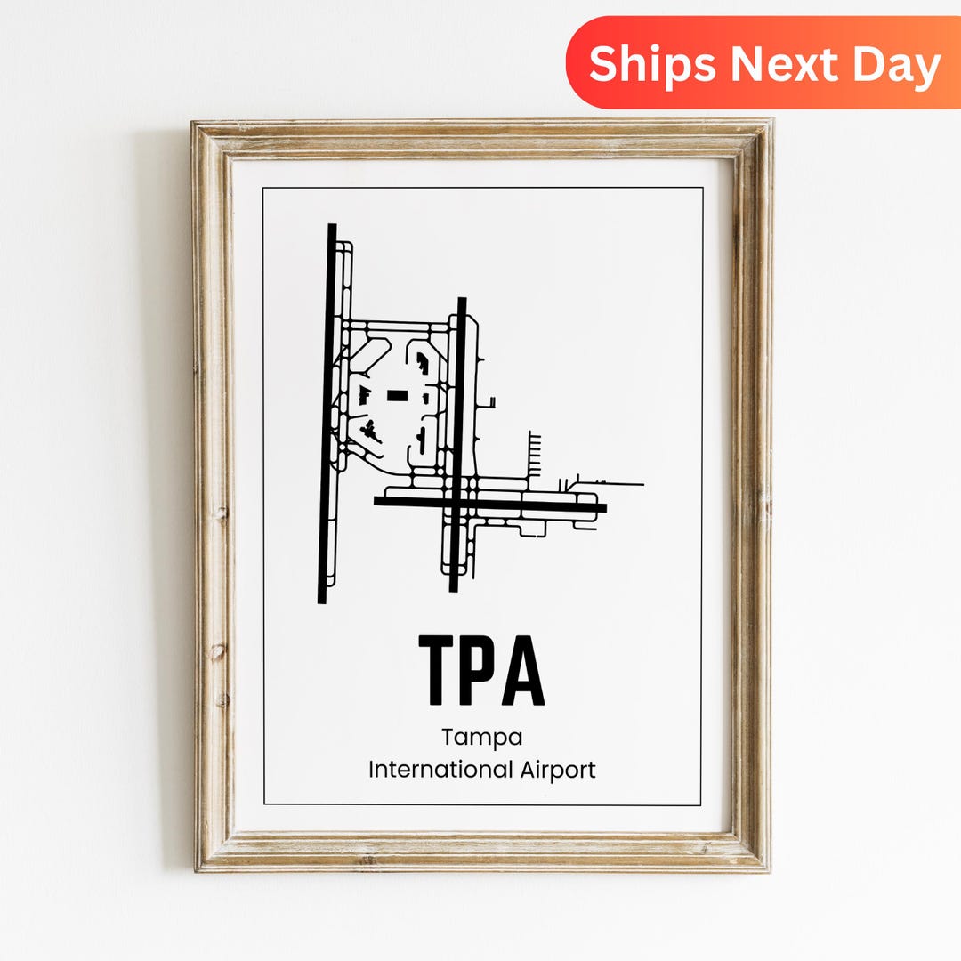 Tampa Airport Map Poster, TPA Decor, Tampa International Airport Art ...