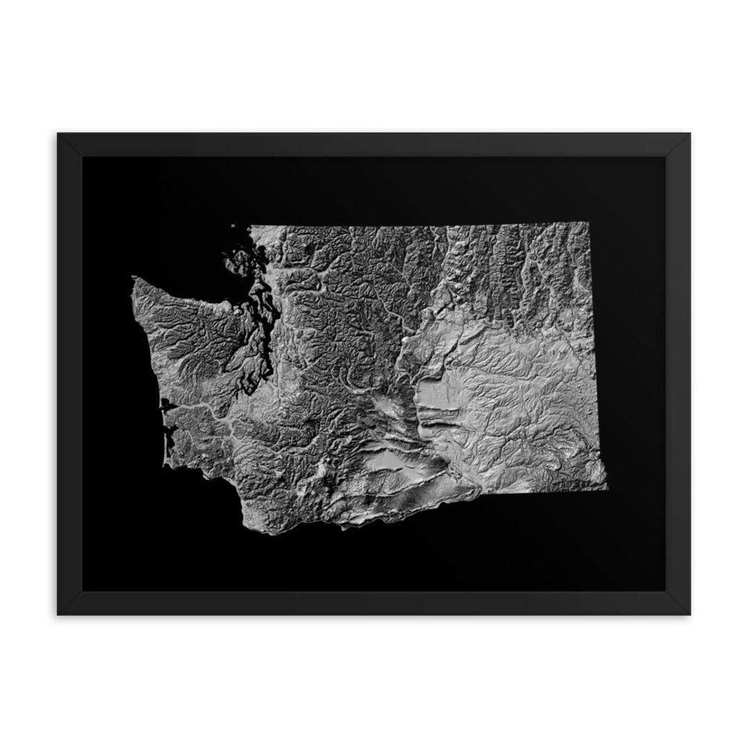 Washington Topographic Map Map Art Print Washington Gift Elevation Map ...