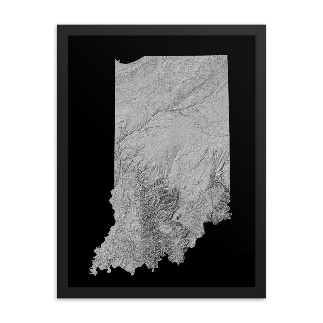 Indiana Topographic Map Map Art Print Indiana Gift Elevation Map ...