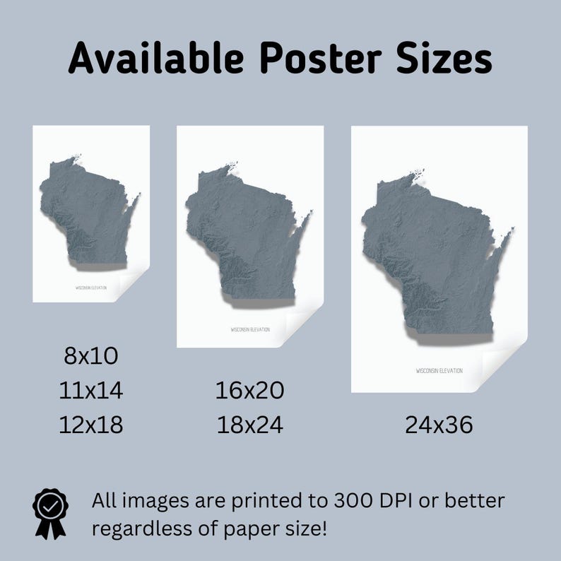 Wisconsin Elevation Map of Wisconsin Terrain Wall Art for Wisconsin ...