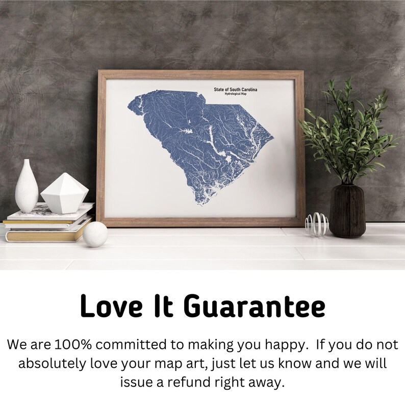 South Carolina Hydrology Map of South Carolina Rivers and Lakes Wall ...