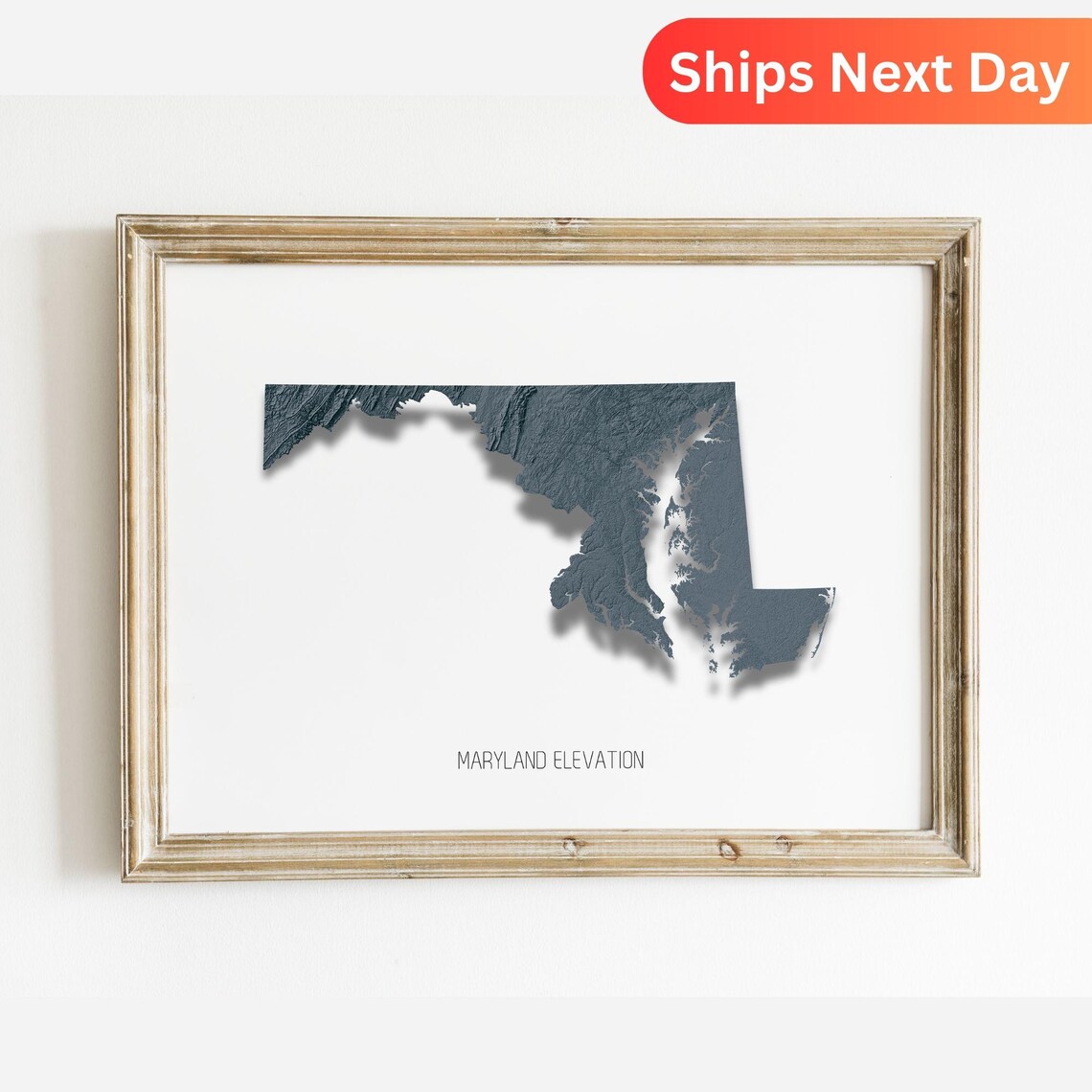 Maryland Elevation Map of Maryland Mountains Wall Art for Maryland ...