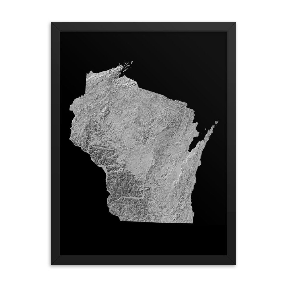 Wisconsin Topographic Map Map Art Print Wisconsin Gift Elevation Map ...