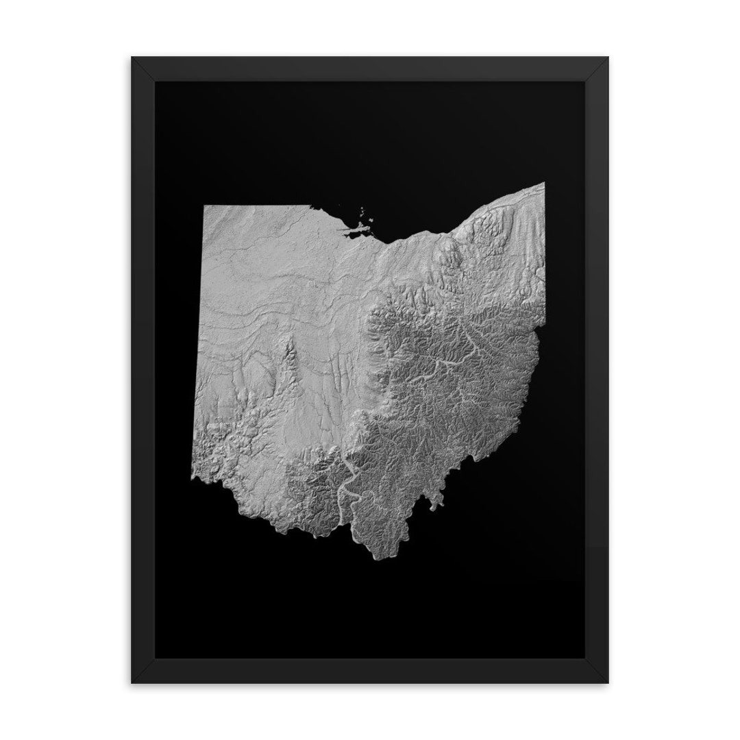 Ohio Topographic Map Map Art Print Ohio Gift Elevation Map Geographical ...