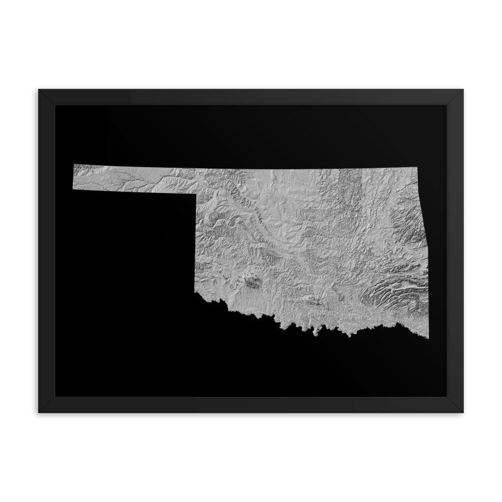 Oklahoma Topographic Map Map Art Print Oklahoma Gift Elevation Map ...