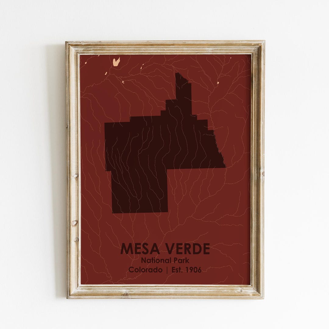 Mesa Verde National Park Map, Traveler Gift, Mesa Verde NP Art Print ...