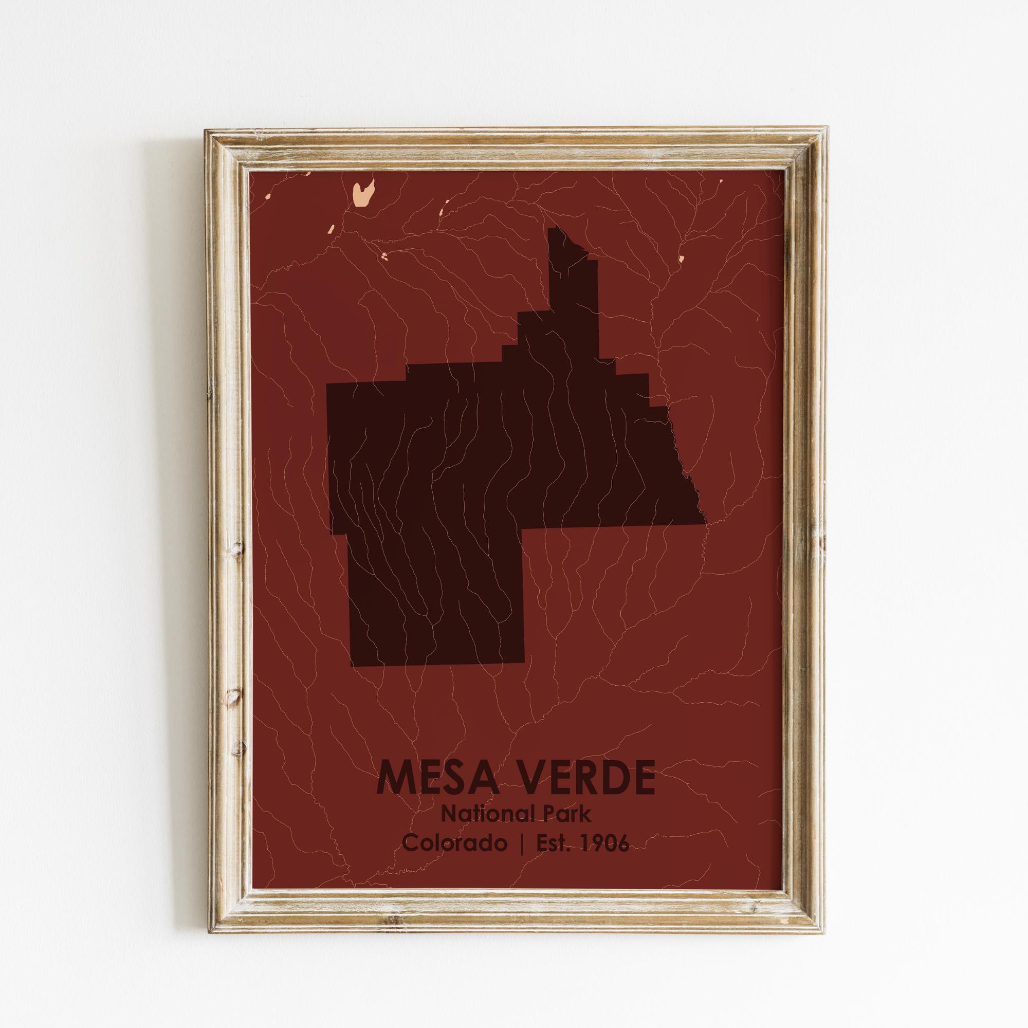 Mesa Verde National Park Map, Traveler Gift, Mesa Verde NP Art Print ...
