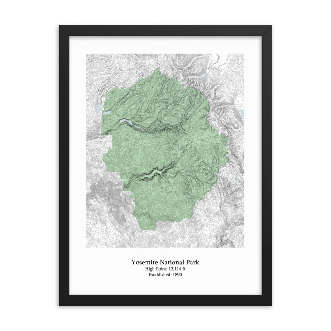 Yosemite National Park Print Topographic Map Map Art Print Contour Map ...