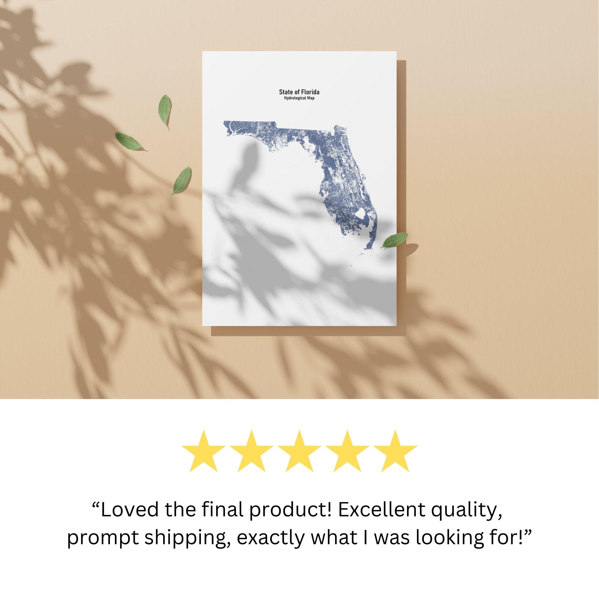 Florida Hydrology Map of Florida Rivers and Lakes Wall Art for Florida ...