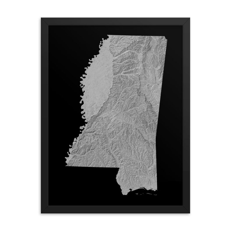 Mississippi Topographic Map Map Art Print Mississippi Gift Elevation ...