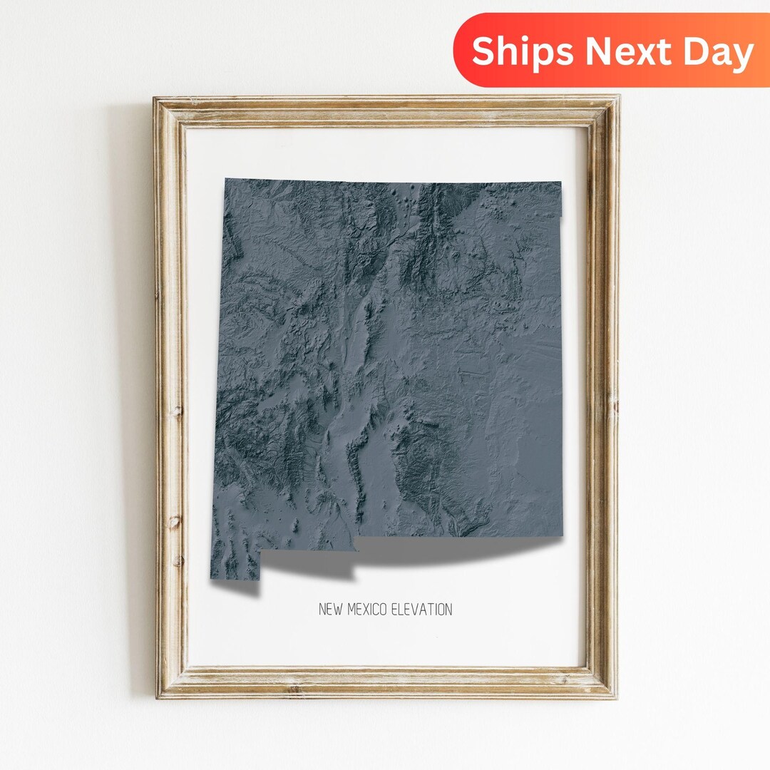 New Mexico Elevation Map of New Mexico Mountains Wall Art for New Mexico Nature Lover Gift - Etsy