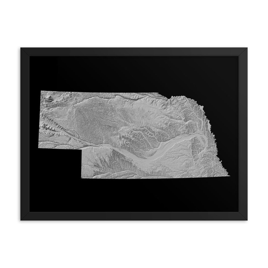 Nebraska Topographic Map Map Art Print Nebraska Gift Elevation Map ...