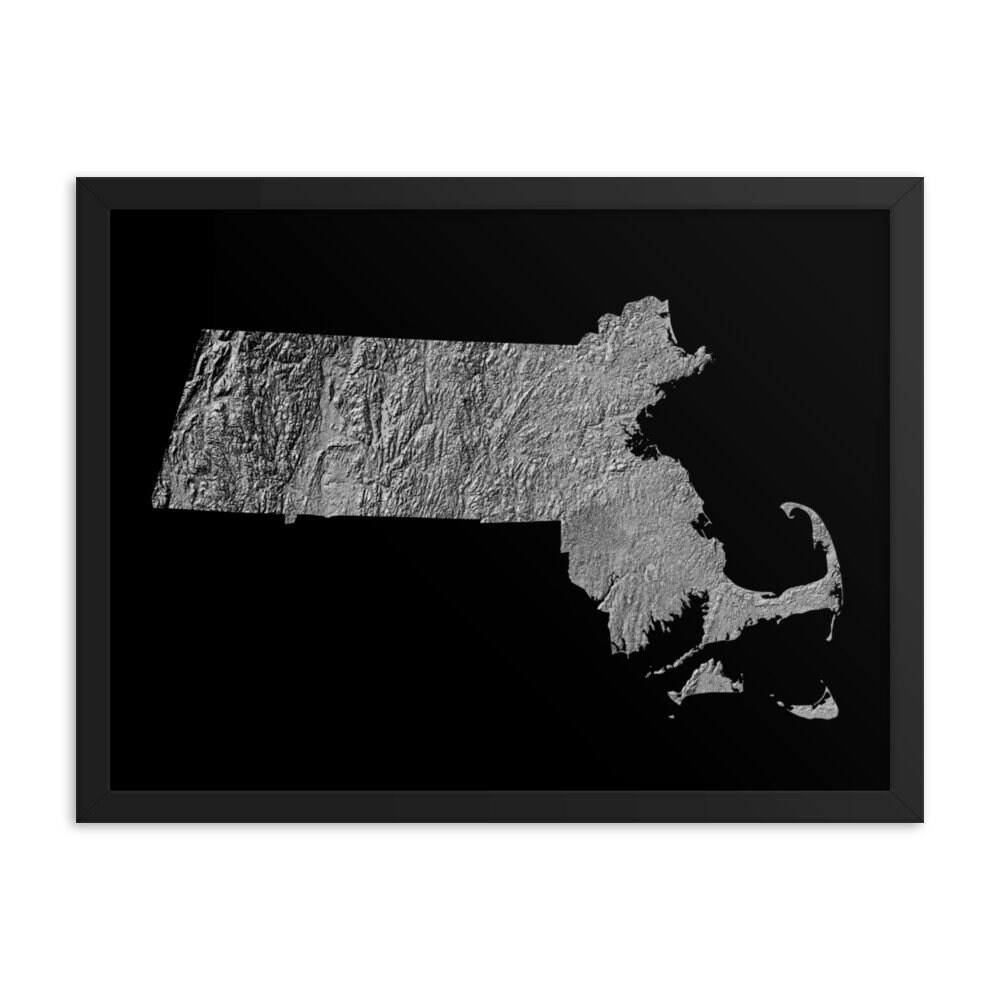 Massachusetts Topographic Map Map Art Print Massachusetts Gift ...