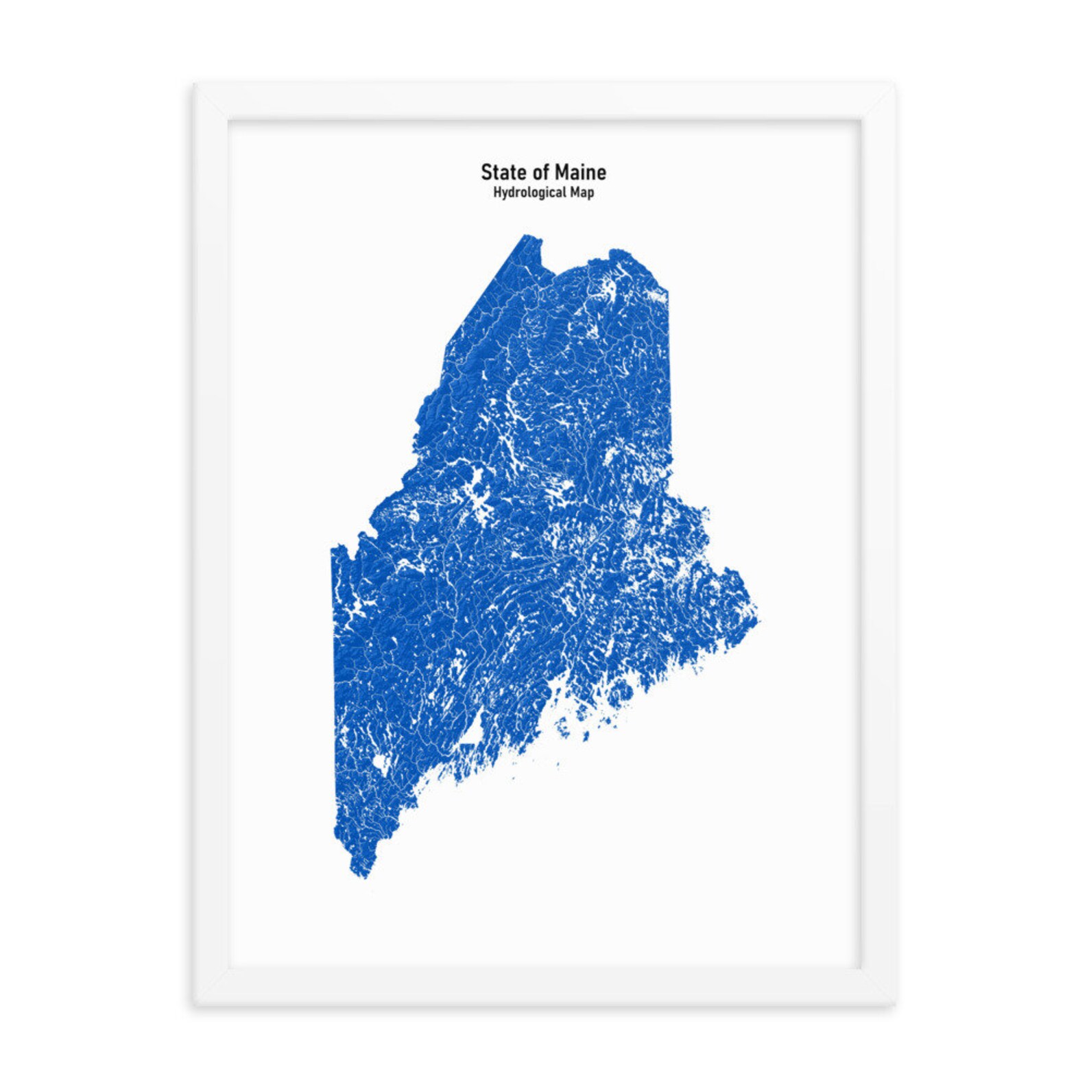 Hydrology Map Maine Wall Art Map Art Print Rivers and Lakes Art ...