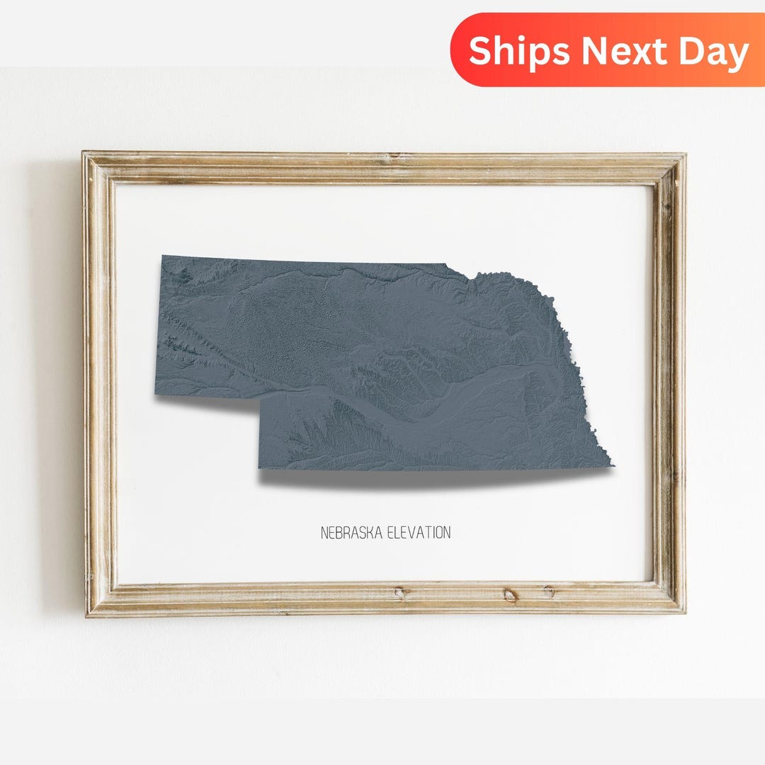 Nebraska Elevation Map of Nebraska Terrain Wall Art for Nebraska Nature Lover Gift - Etsy