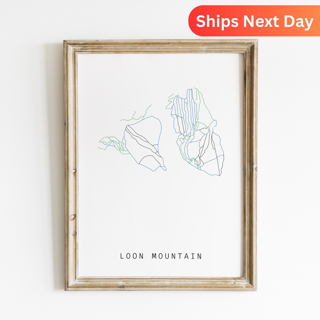 Loon Mountain Ski Trail Map Poster, Loon Mt. Ski Decor, Mountain Art ...