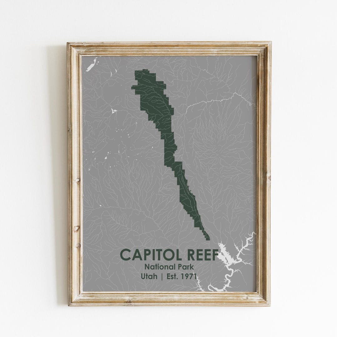 Capitol Reef National Park Map, Traveler Gift, Capitol Reef NP Art ...