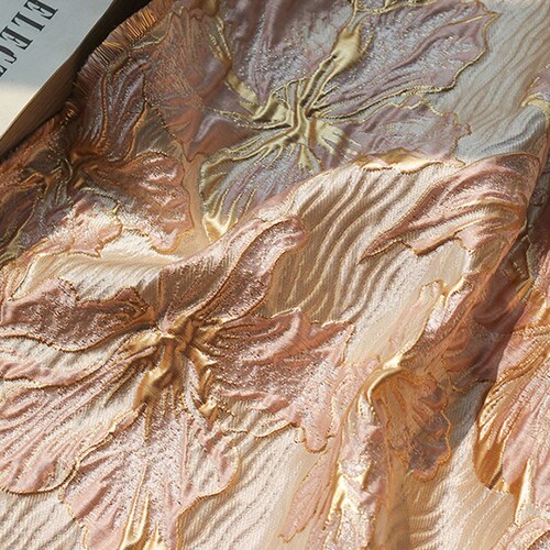 Graceful Jacquard Fabric Embossed Floral Damask Gold - Etsy