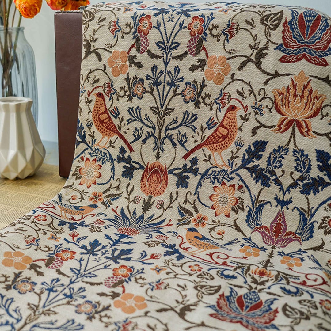 Vintage Bird Jacquard Fabric, Exquisite Upholstery Fabric for Home ...