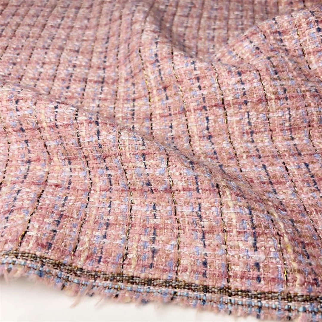 Colorful Pink Tweed Fabric, Check Tweed Boucle Fabric for Suit Coat ...