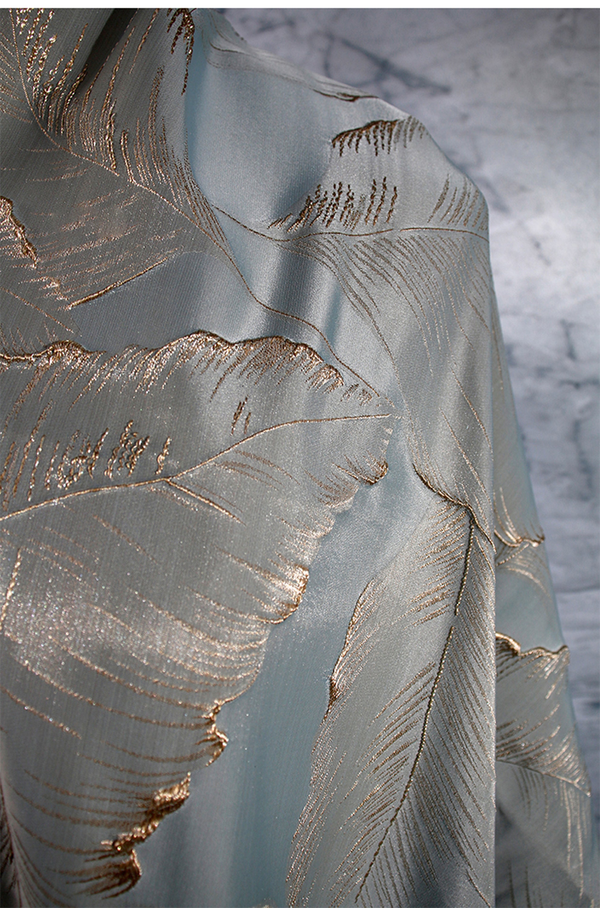 Luxury Gold Embroidered Jacquard Fabric Embossed Leaf Damask - Etsy