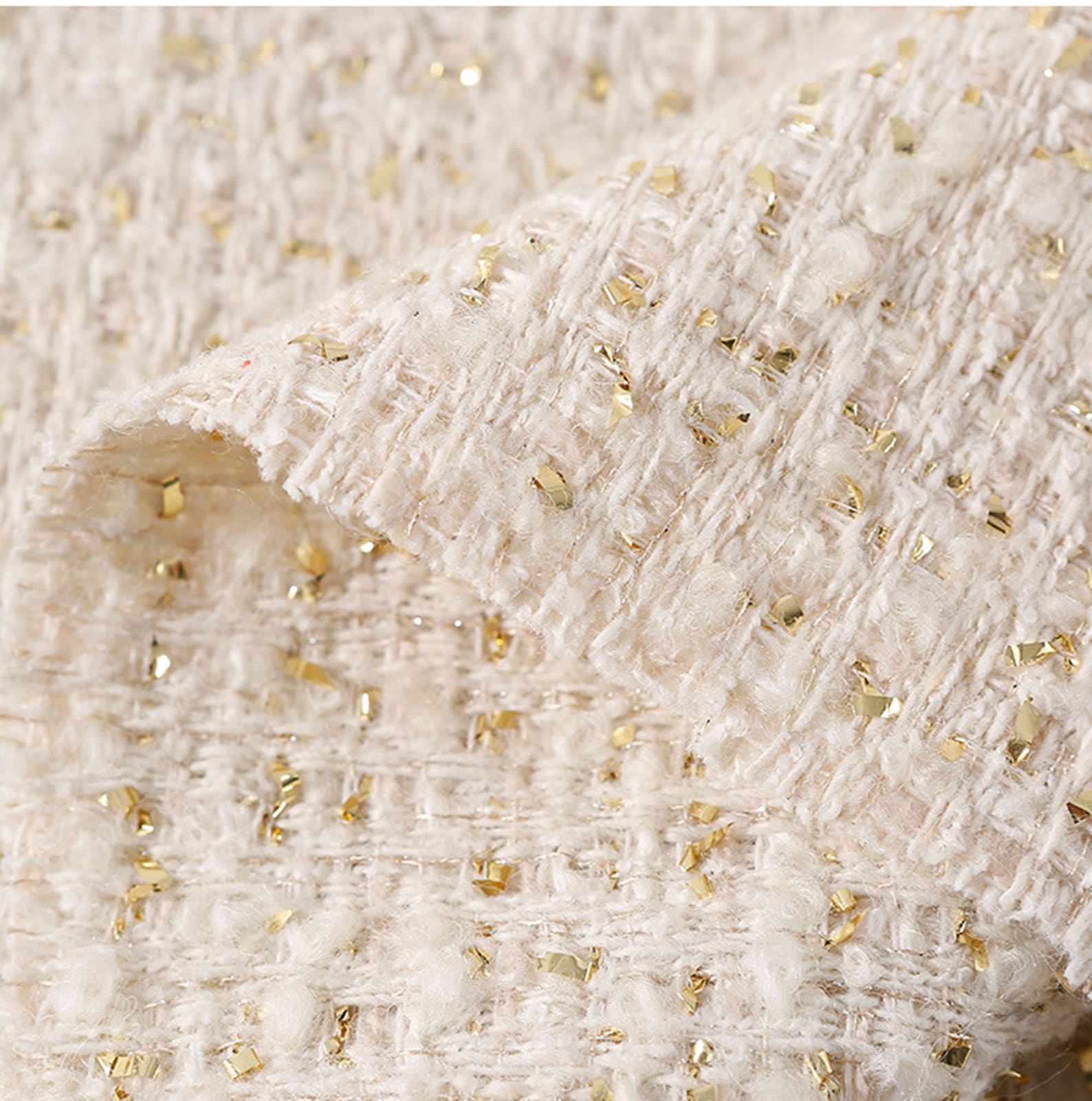 Biege Boucle Tweed Fabric Gold Woven Soft Tweed 59 - Etsy