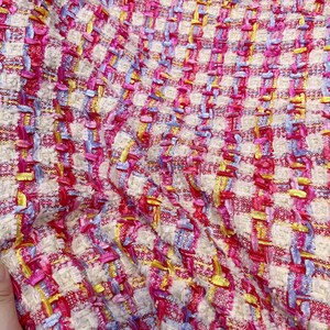 Tweed Fabric by the Yard, Colorful Tweed Boucle Check Fabric for Suit ...