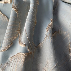 Luxury Gold Embroidered Jacquard Fabric, Embossed Leaf Damask Brocade ...