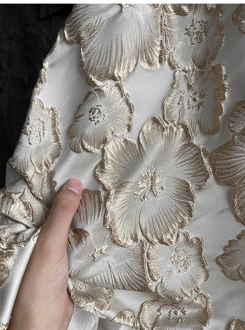 Gorgeous Gold Embroidered Jacquard Fabric Embossed Floral - Etsy