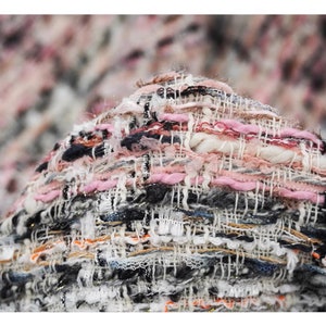 Colorblock Pink Tweed Fabric, Wool Tweed Boucle Fabric for Suit Coat ...