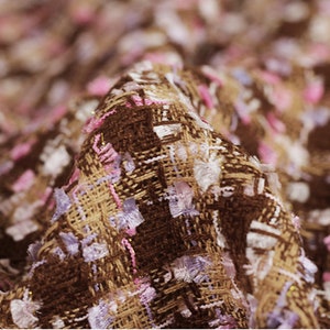 Check Brown Tweed Boucle Fabric, Dense Fabric for Dress Suit Coat - Etsy