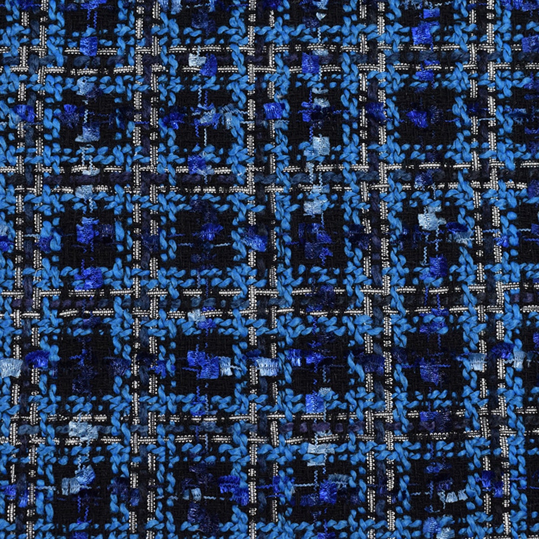 Blue Tweed Fabric, Check Tweed Boucle Fabric for Suit Coat, Dress ...