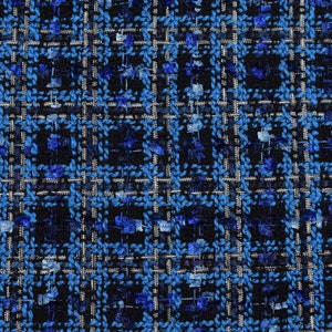 Blue Tweed Fabric, Check Tweed Boucle Fabric for Suit Coat, Dress ...