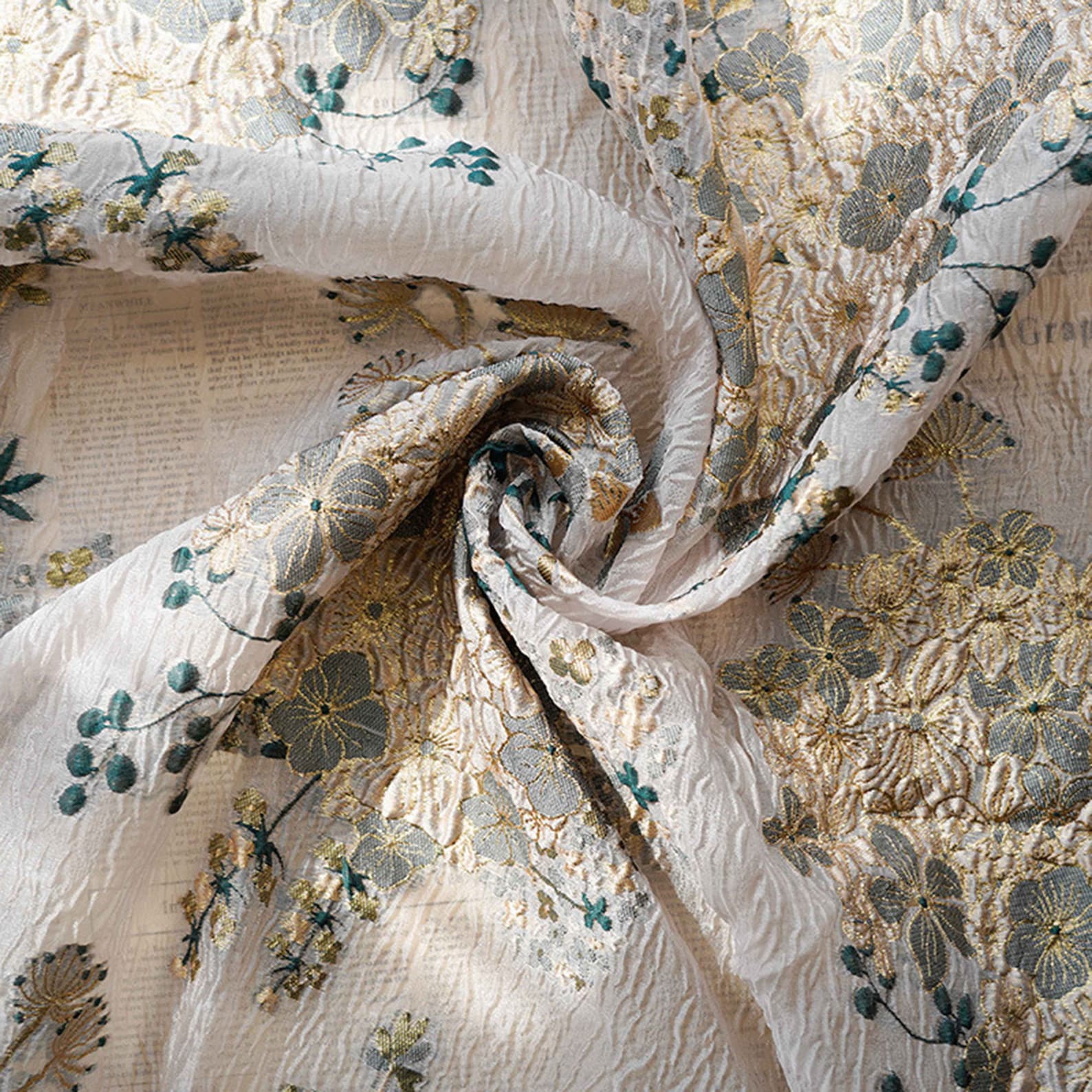Luxury Gold Floral Jacquard Fabric 3D Texture Court Style - Etsy