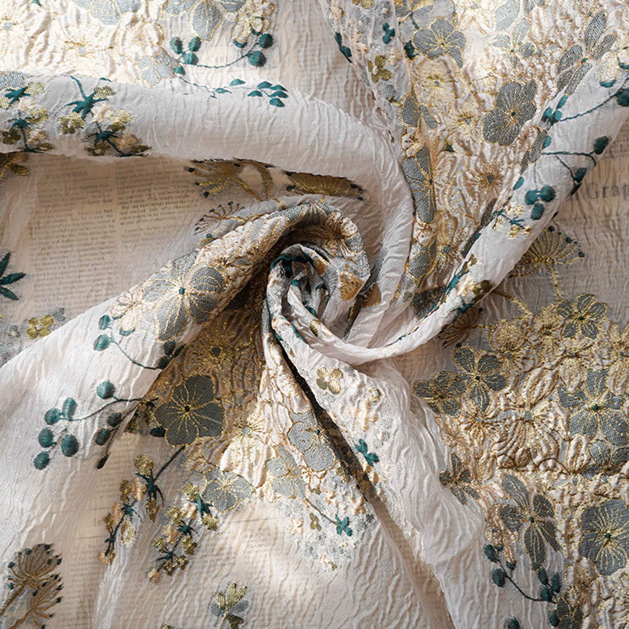 Luxury Gold Floral Jacquard Fabric 3D Texture Court Style - Etsy