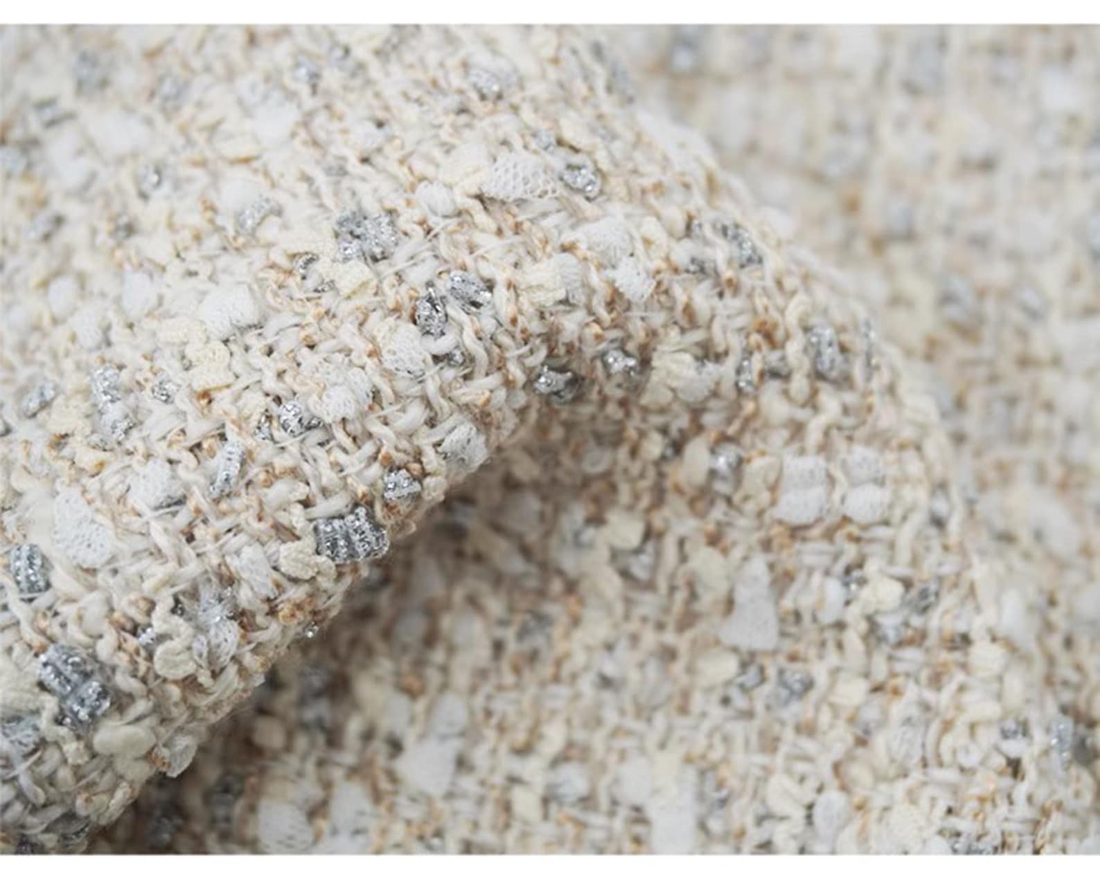 Elegant Sliver Tweed Boucle Fabric, Woven Woollen Tweed Fabric for Suit ...