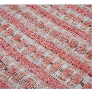 Pink Tweed Fabric, Lovely Tweed Boucle Fabric With Tassel for Suit Coat ...