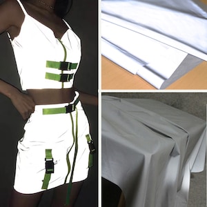 White Reflective Holographic Fabric, High Visibilty Luminescent Fabric ...