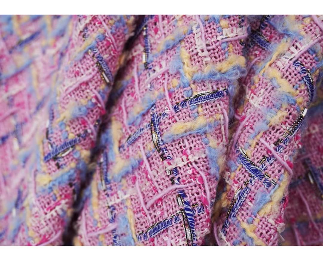 Pink Wool Tweed Fabric by the Yard, Woven Tweed Boucle Fabric for Suit ...