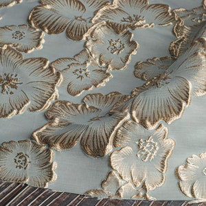 Gorgeous Gold Embroidered Jacquard Fabric, Embossed Floral Damask ...