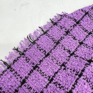 Purple Check Tweed Fabric, Woven Boucle Fabric , Dense Fabric for Coat ...