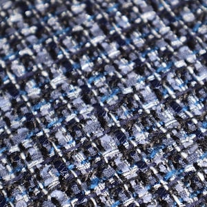 Exquisite Blue Check Tweed Fabric, Colorblock Tweed Boucle Fabric for ...