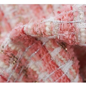Pink Tweed Fabric, Lovely Tweed Boucle Fabric With Tassel for Suit Coat ...
