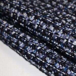 Exquisite Blue Check Tweed Fabric, Colorblock Tweed Boucle Fabric for ...